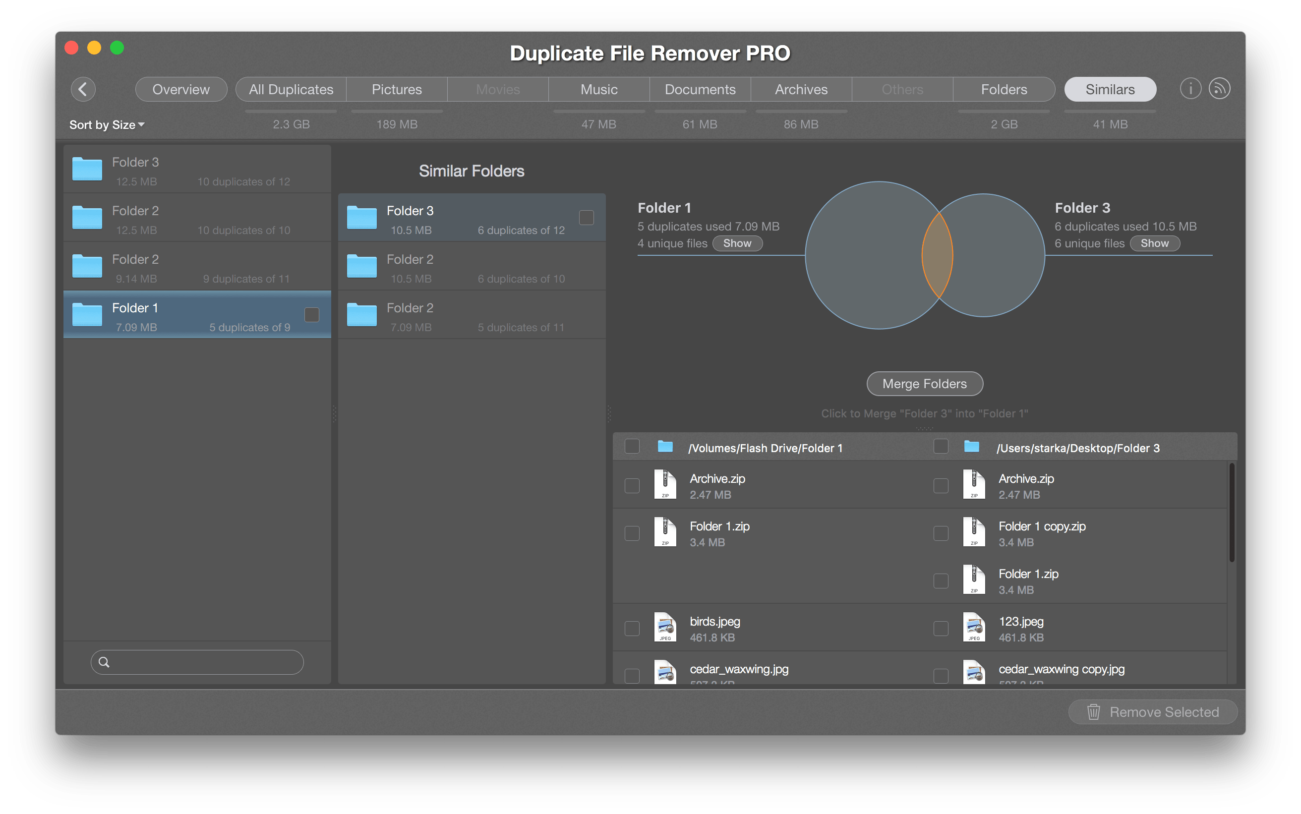 Duplicate File Remover Pro Merge Folders On The Disk Of NTFS Format